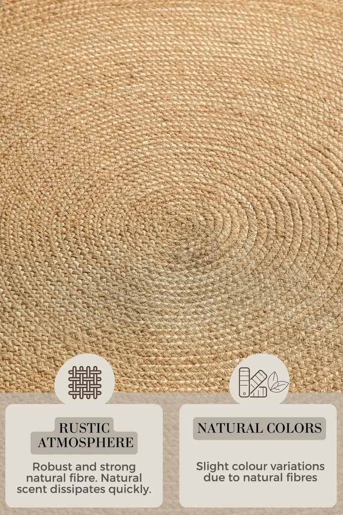 Hanse Home, Kusový koberec Jute Braided 106005 Gold kruh, 100x100 (průměr) kruh, béžová, chodba / předsíň