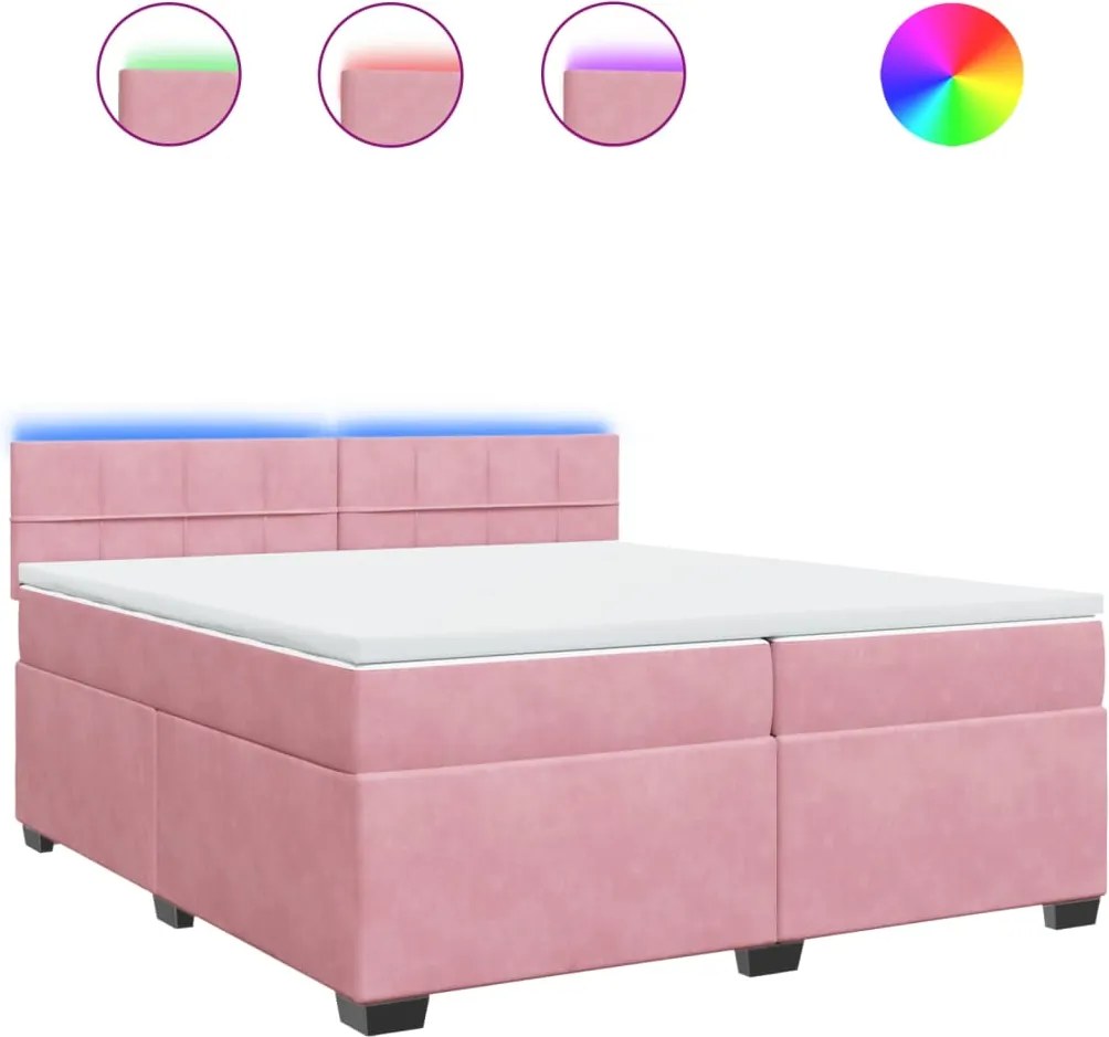 Box spring postel s matrací růžová 200x200 cm samet 3288707