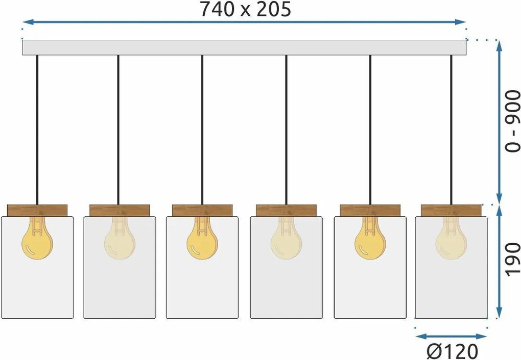Toolight Toolight, závěsné svítidlo 6xE27, APP1813-6CP, šedá-černá, OSW-00663