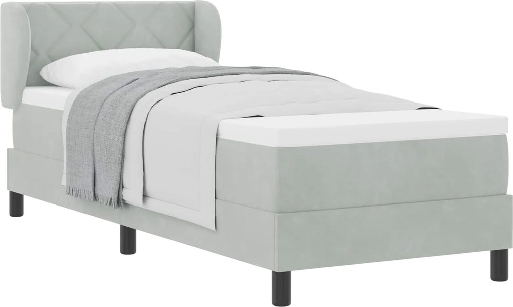 Postel s boxspringem s čelo Světle šedá 80 x 200 cm samet 3340412