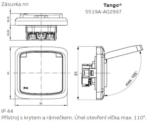 ABB Tango zásuvka IP44 béžová 6619A-A06997 D (2CHA196997A6568)