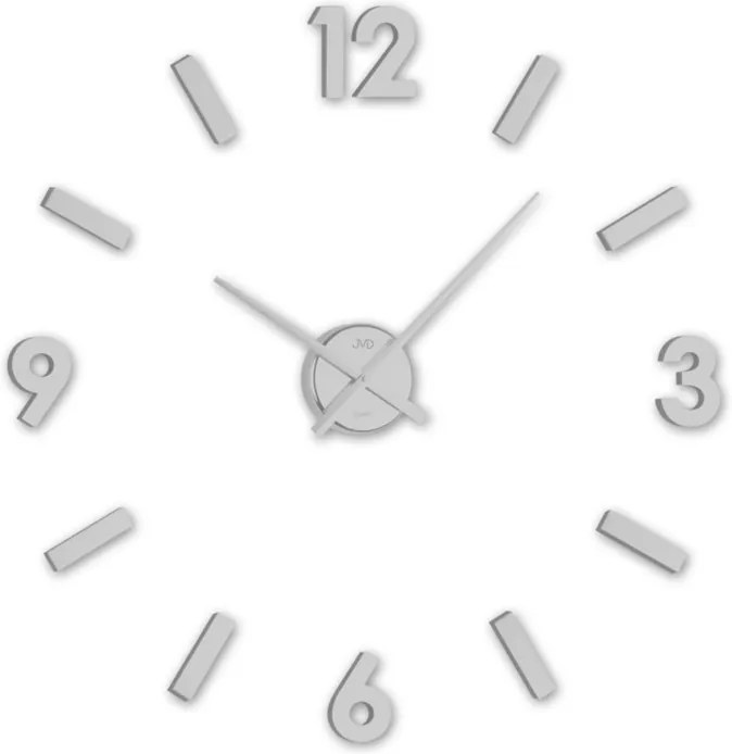 Stříbrné designové nástěnné nalepovací hodiny JVD HC20.1