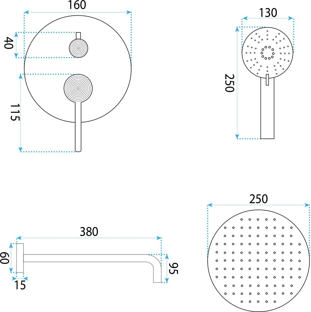 Rea Foster, podomítková sprchová souprava + BOX, broušená ocel, REA-P6440