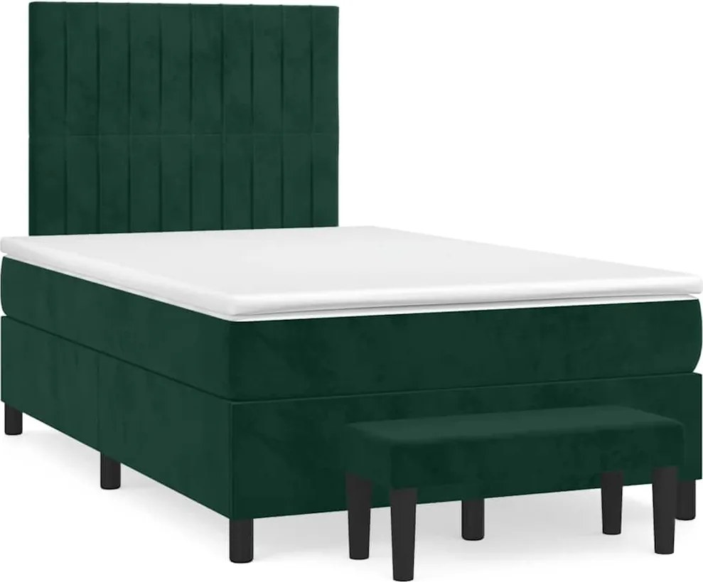 Box spring postel s matrací tmavě zelená 120 x 200 cm samet 3137956