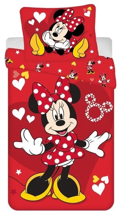 JERRY FABRICS Povlečení Minnie Red heart Bavlna, 140/200, 70/90 cm