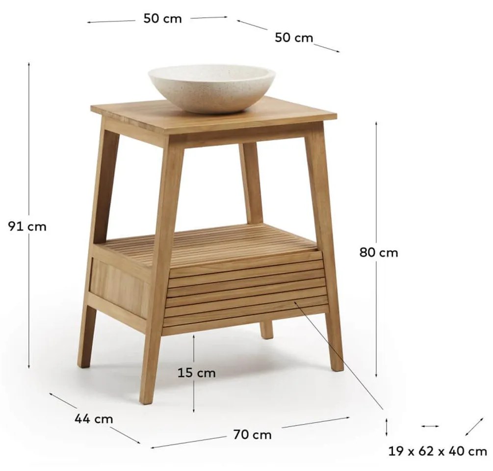 Skříňka pod umyvadlo s policí enivek 70 x 80 cm přírodní MUZZA