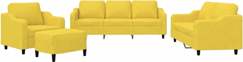 4dílná sedací souprava s poduškami světle žlutá textil 3201783