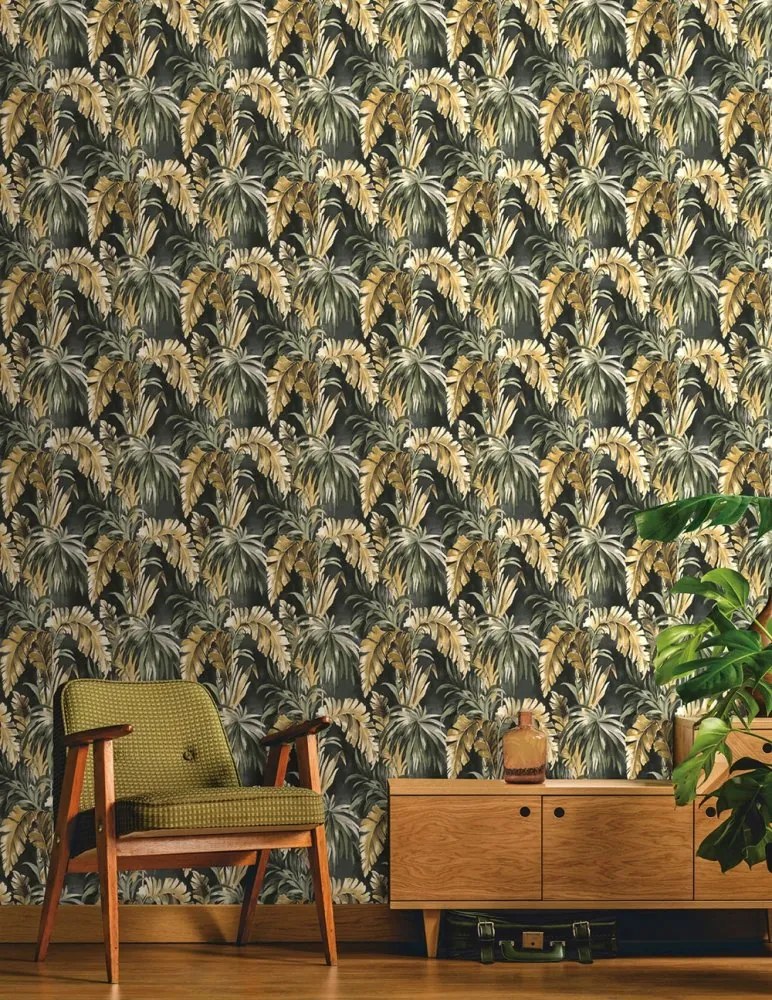 Luxusní vliesová tapeta Tropické listy EE22530, Essentials, Decoprint