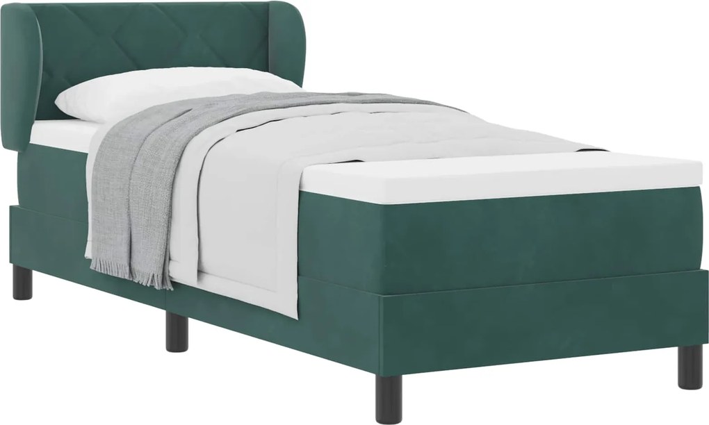 Postel s boxspringem s čelo Tmavě zelená 80 x 200 cm samet 3340415