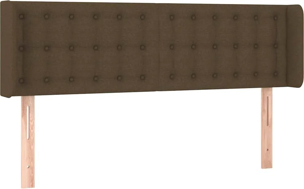 Čelo postele s LED tmavě hnědé 147 x 16 x 78/88 cm textil 3123671