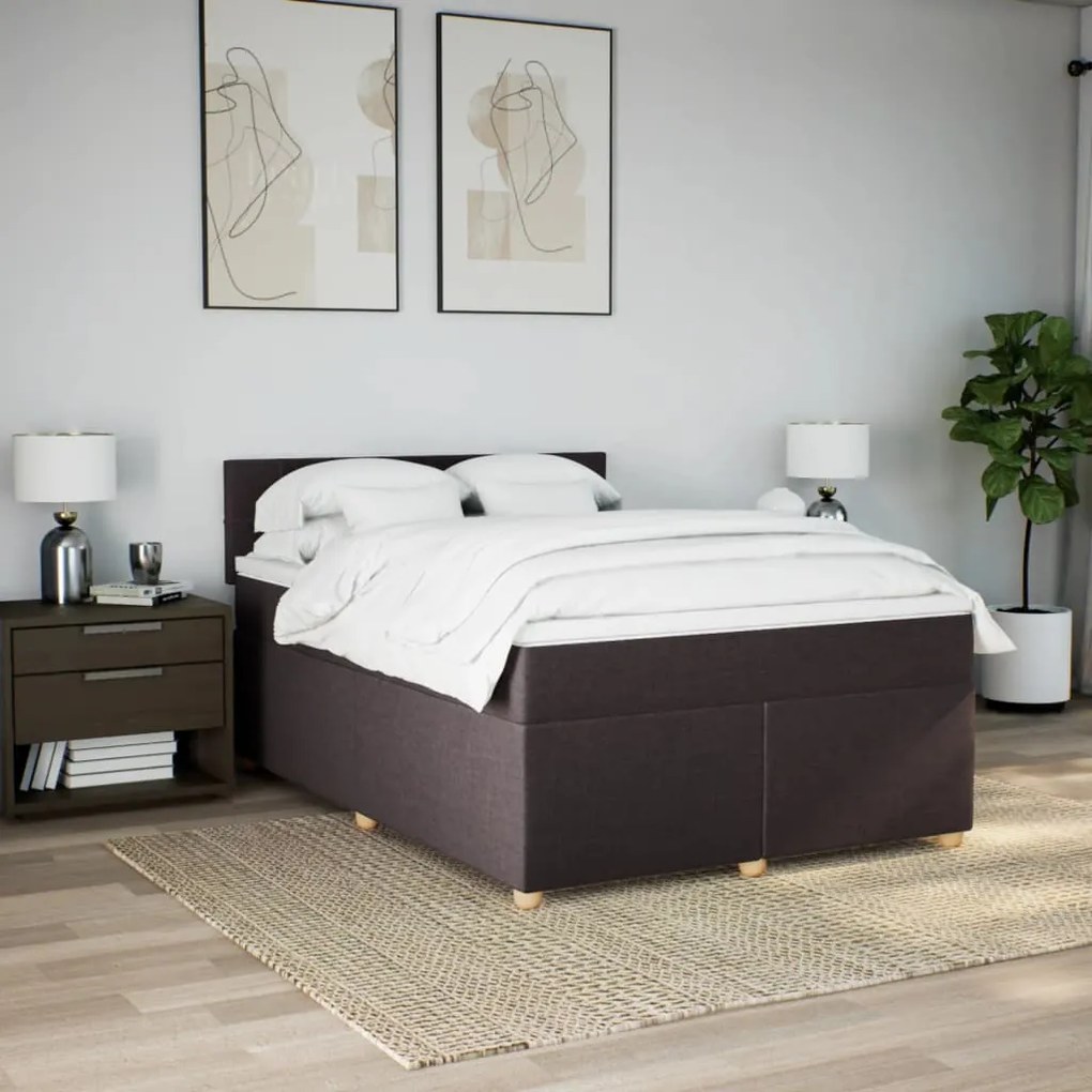 Box spring postel s matrací tmavě hnědá 160x200 cm textil 3289034