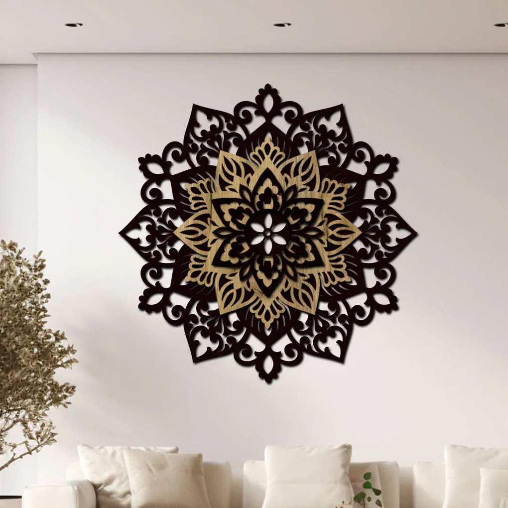 dřevo života 3 vrstvá mandala na zeď Inspirativní energie Zvolte rozměr Ø (cm): 40, Zvolte barevný dekor: bílá-černá