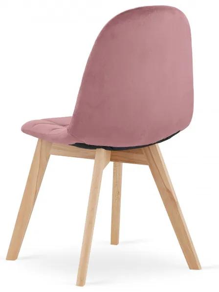 Set tří jídelních židlí BORA sametové růžové (3ks)