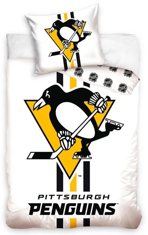 Tip Trade Hokejové povlečení NHL Pittsburgh Penguins White 70x90, 140x200 cm
