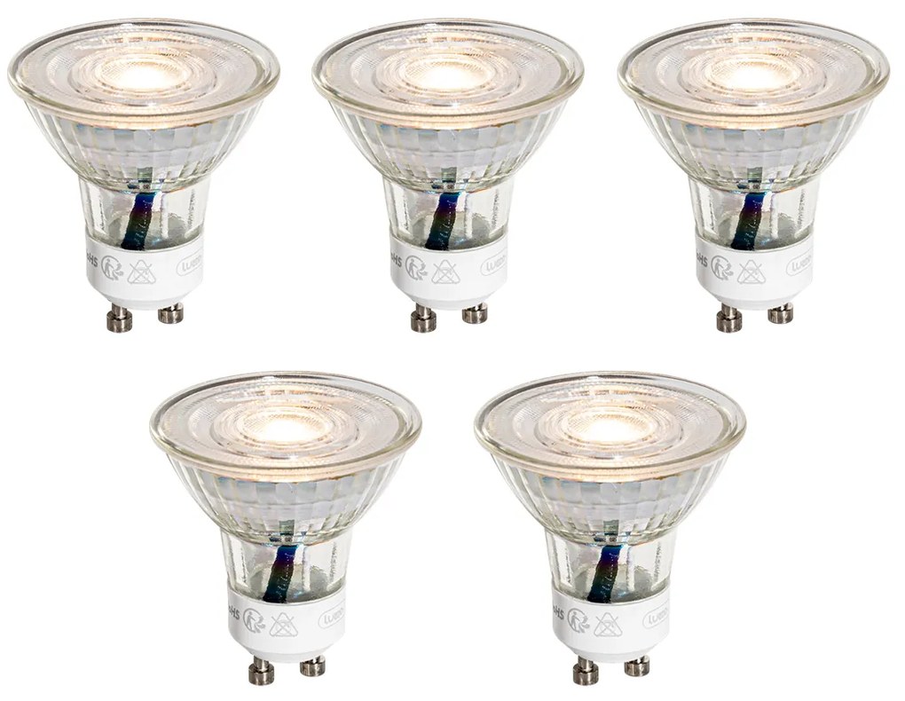 Sada 5 čirých LED žárovek GU10 50mm 4,9W 450 lm 3000K
