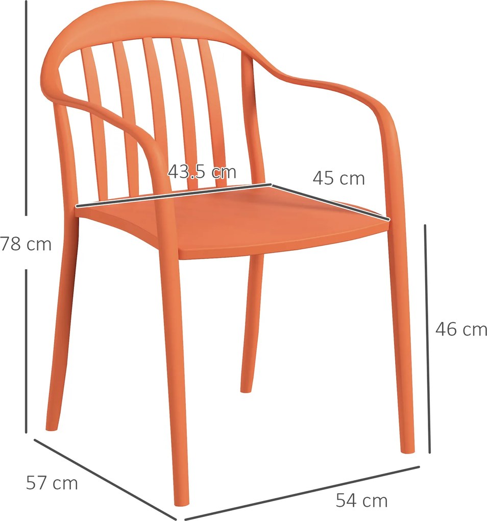 Zahradní židle sada 4 plastových zahradních židlí odolných proti povětrnostním vlivům stohovatelná židle s područkou opěradlem s nosností do 120 kg
