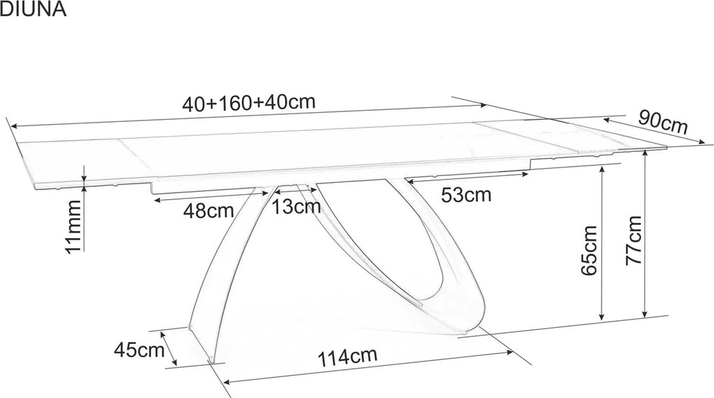 Jídelní rozkládací stůl Domingo 140/272 cm černý/dub přírodní