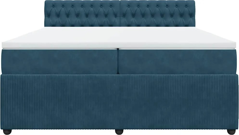 Box spring postel s matrací modrá 200 x 200 cm samet 3290140