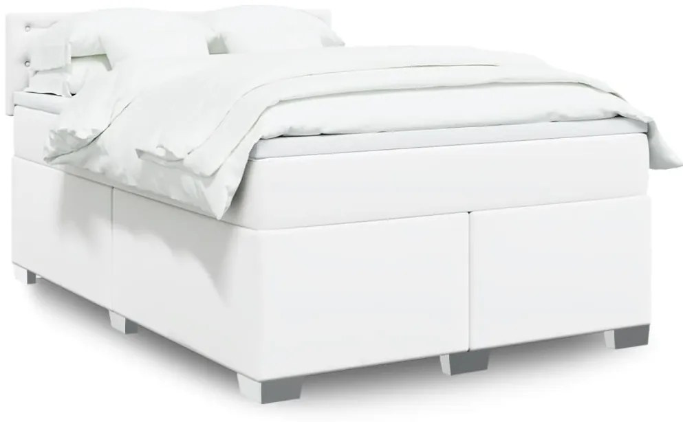 Box spring postel s matrací bílá 140 x 190 cm umělá kůže 3286121