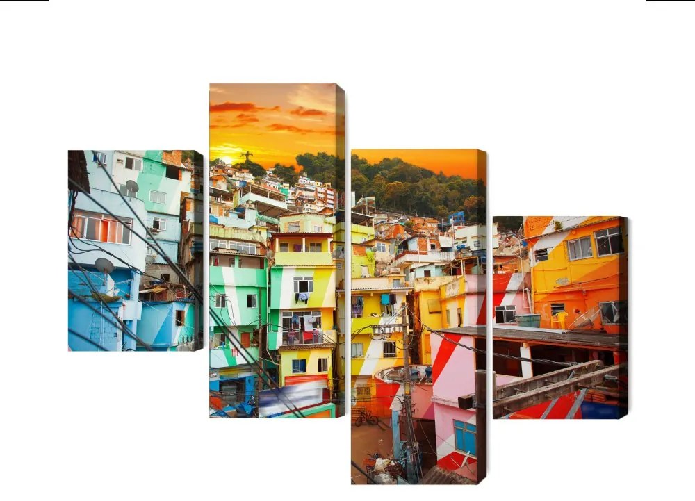 Vícedílný obraz Centrum Města Rio De Janeiro A Barevná Favela Nedostatek Nedostatek Přírodní plátno 120x75