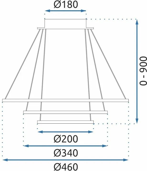 Toolight Toolight, LED stropní svítidlo 46cm, 100W, G042-3CP, zlatá lesklá, OSW-06309