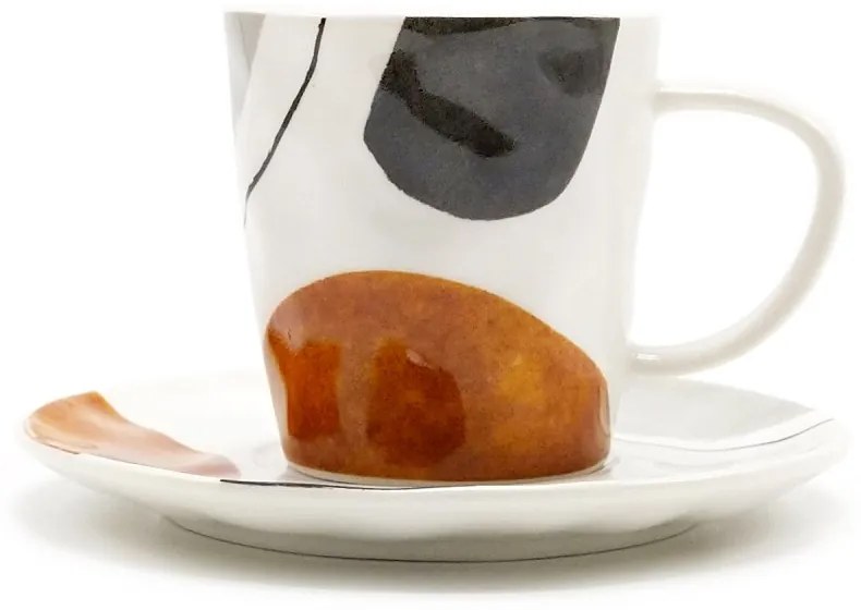 Porcelánový espresso šálek Elements s podšálkem, 120 ml – mačkaný vícebarevný design v přírodním stylu