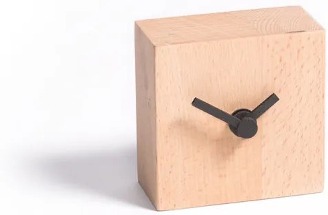 Stolní hodiny Simple block S, bukové dřevo, černé ručičky