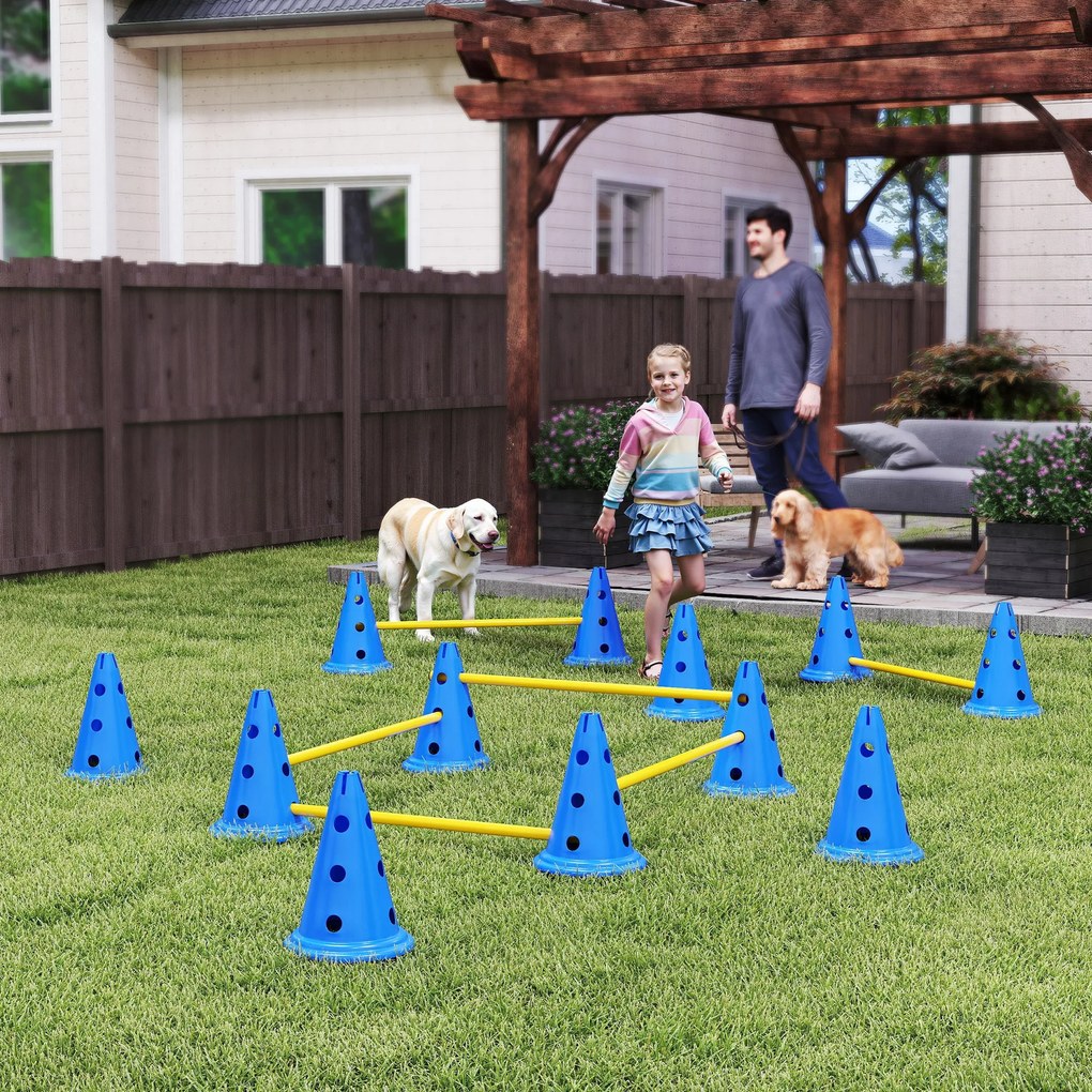PawHut Agility set pro psy 6dílné agility vybavení pro výcvik psů Zásuvná sada překážek s 12 kužely 6 překážek Přepravní taška D07-059V01BU