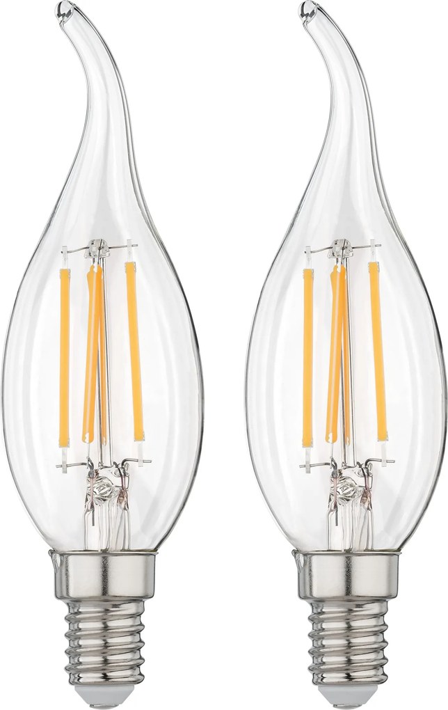 Livarno® Filamentová LED žárovka (plamen svíčky E14 4,2 W, 2 kusy)