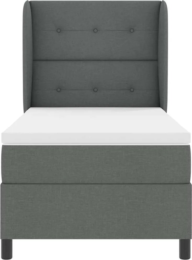 Postel s boxspringem s čelo Tmavě šedá 80 x 200 cm textil 3340530