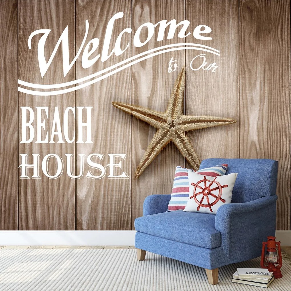 Fototapeta - Welcome nápis - beach house (152,5x104 cm)