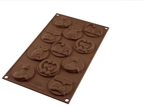 Silikonová forma na čokoládu – kočičí známky - Silikomart