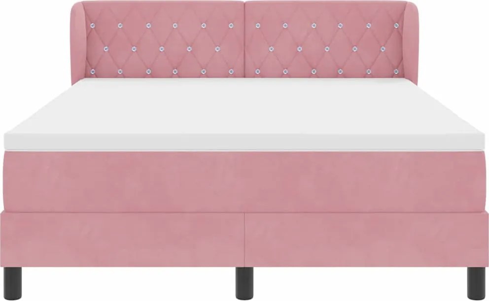 Postel s boxspringem s čelo Růžová 140 x 190 cm samet 3340333