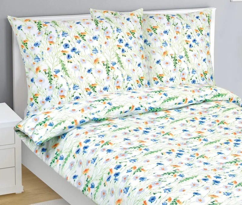 Bellatex Bavlněné povlečení Modrá,Žlutá,Bílá 140x200 cm, 70x90 cm