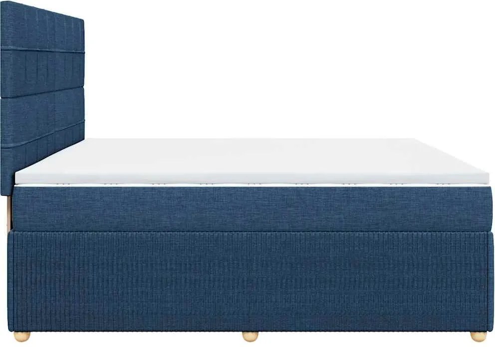 Box spring postel s matrací modrá 200x200 cm textil 3294469