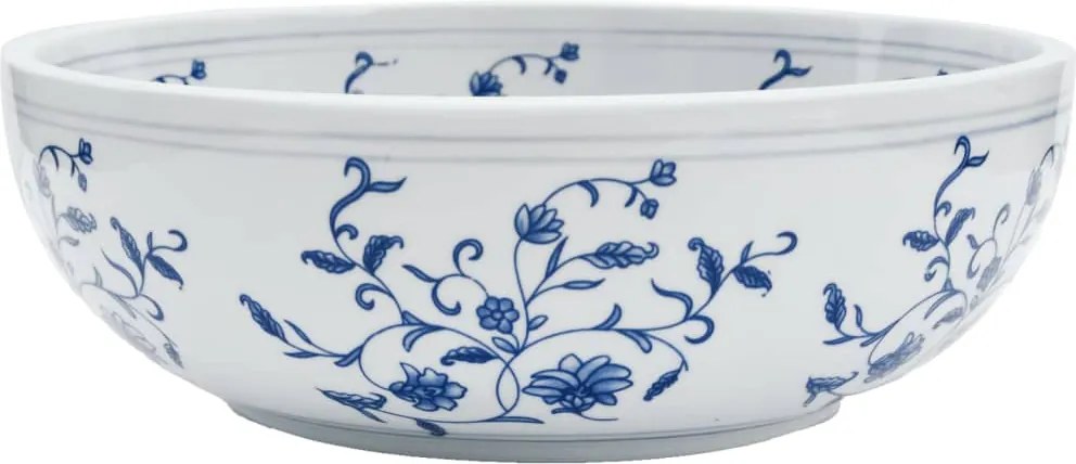 Umyvadlo na desku bílé a modré kulaté Φ 41 x 14 cm keramika 155049