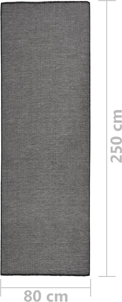 Venkovní hladce tkaný koberec 80 x 250 cm šedá 340772