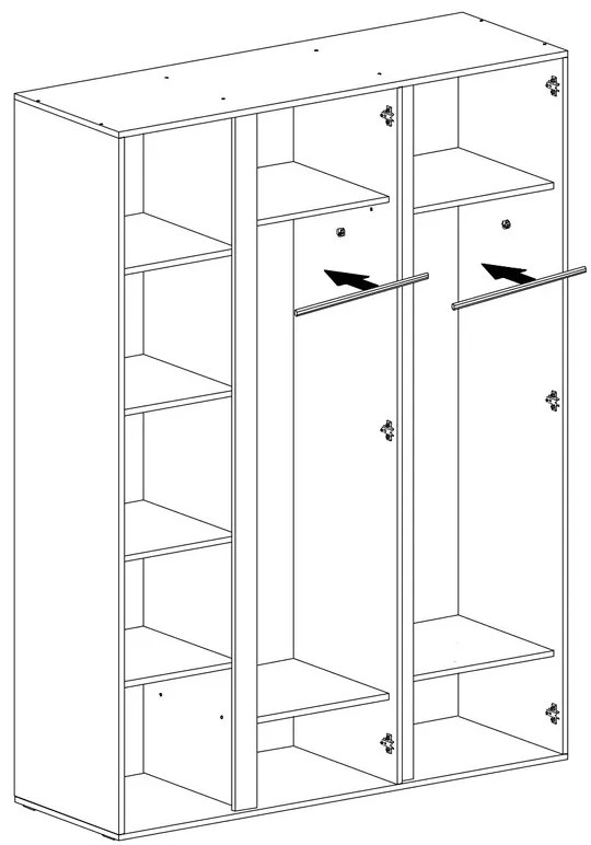 Třídveřová šatní skříň Hailee - béžová/dub olejovaný