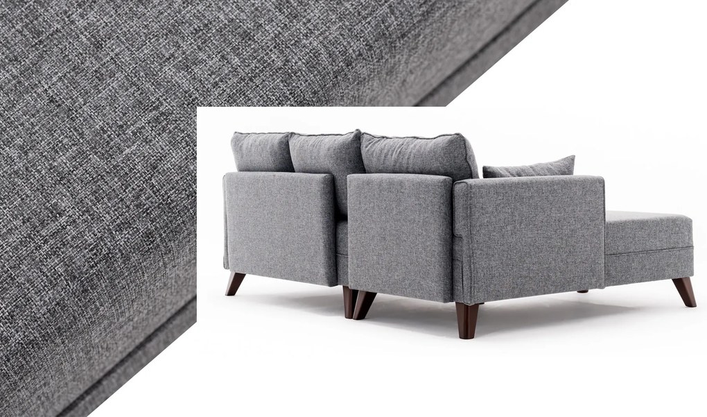 Hanah Home Dvoumístná pohovka BELLA šedá levá 205 cm s taburetem 825BLC1505