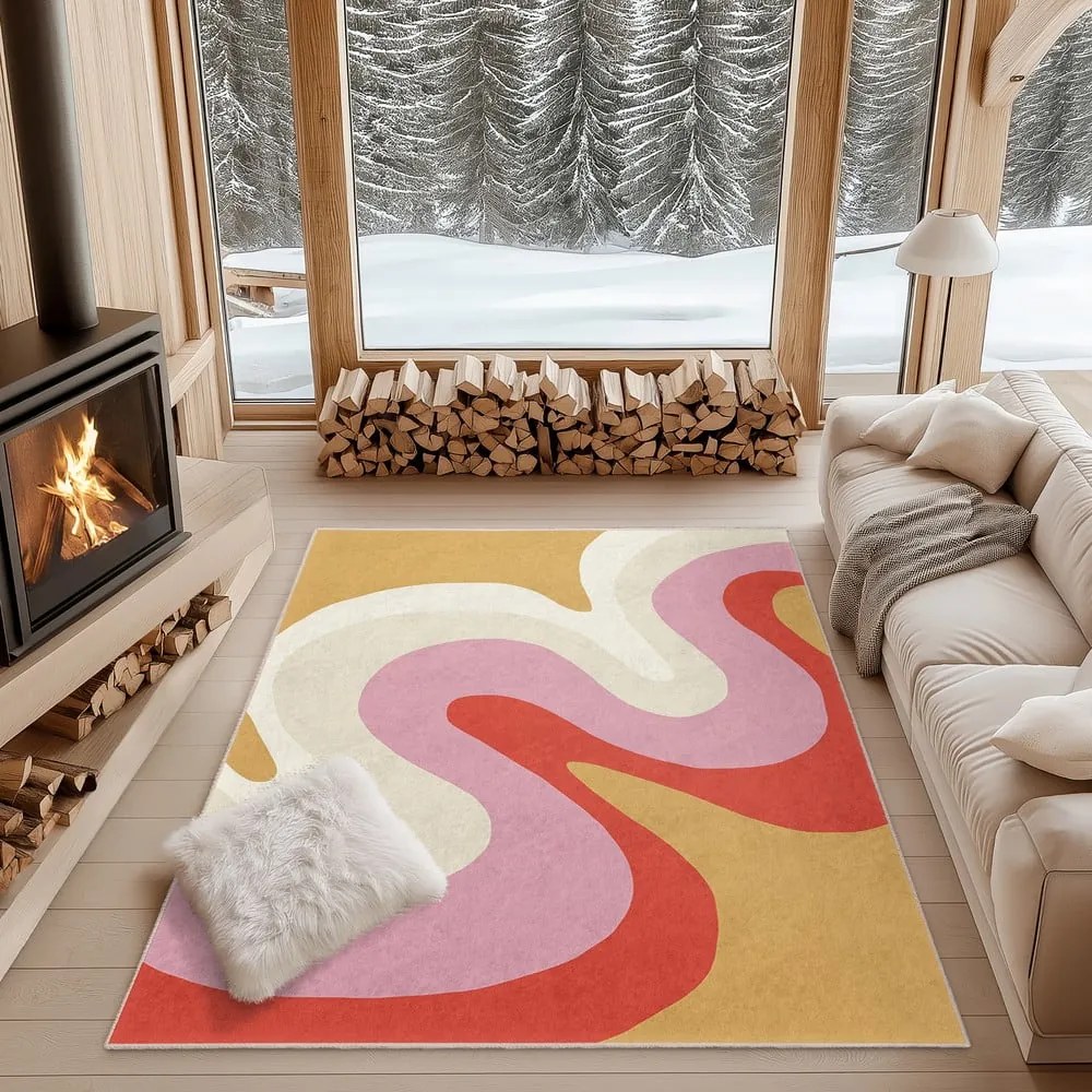 Žlutý/růžový pratelný běhoun 80x200 cm Raspberry Creamsicle – Mila Home
