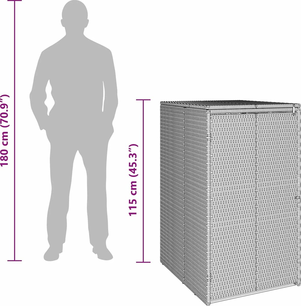 vidaXL Kontejner na odpadky Šedá 65 x 80 x 115 cm Polyethylen [42008241]