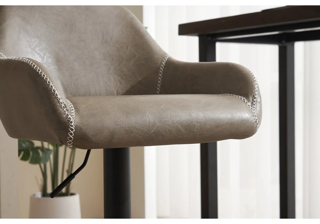 Barová židle AUB-716 GREY3 látka šedá v imitaci vintage kůže, kov černý lak mat