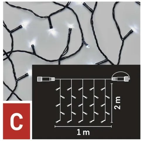 Propojovací vánoční řetěz bez zdroje EMOS Connecting D1EC01 ZY1933 100LED záclona 1x2m studená bílá