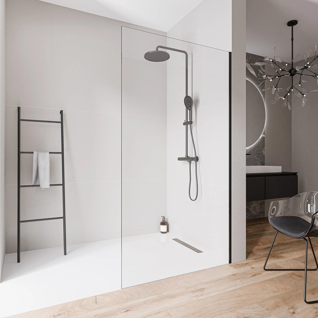 Sprchová zástěna Walk-In EX102-2 - 10mm sklo - Nano ochrana - profil černý mat - výška 220 cm - různé šířky