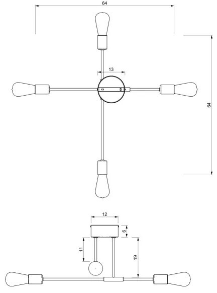 Lustr na tyči FLAME 4xE27/60W/230V černá/lesklý chrom