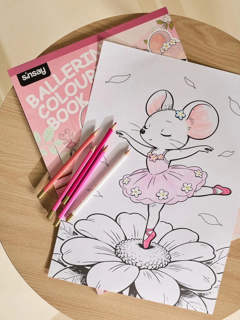Sinsay - Omalovánka s motivem myší baletky - růžová