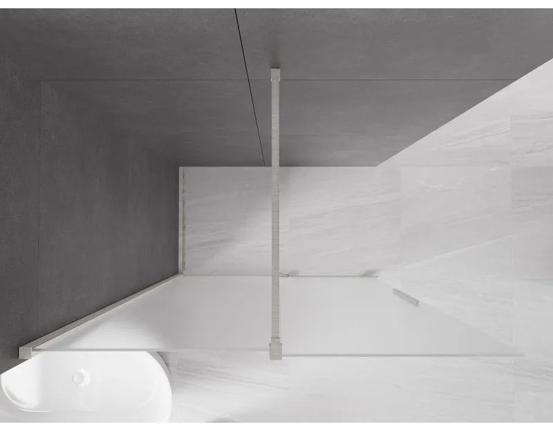 Mexen Velar, sprchová zástěna s posuvnými dveřmi Walk-in 130 x 200 cm, 8mm sklo námraza, broušená ocel, 871-130-000-33-97