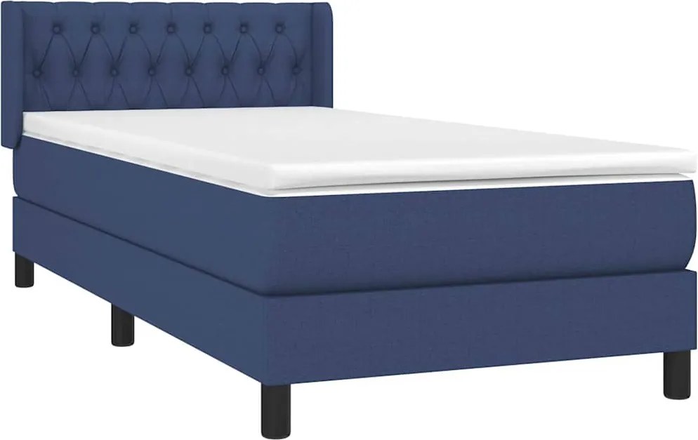 Box spring postel s matrací modrá 90x190 cm textil 3129919