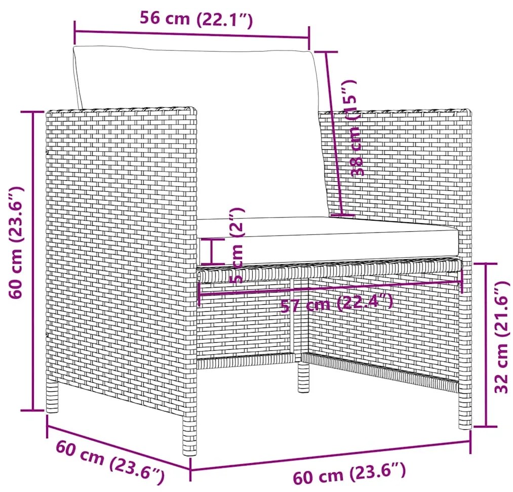 vidaXL Marketos Zahradní pohovka s poduškami černá polyratan