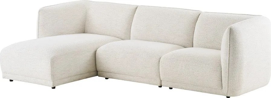 Krémová žinylková rohová pohovka (levý roh/s lenoškou) Noor – House Nordic